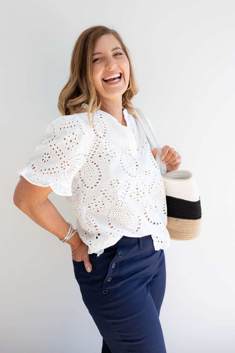 1290 - Pip Top - White LAST ONE SIZE 8 – Drama The Label